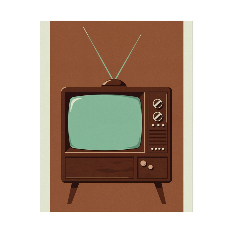 Retro TV Poster: Mid-century Modern Wall Art for Home Cinema - Etsy