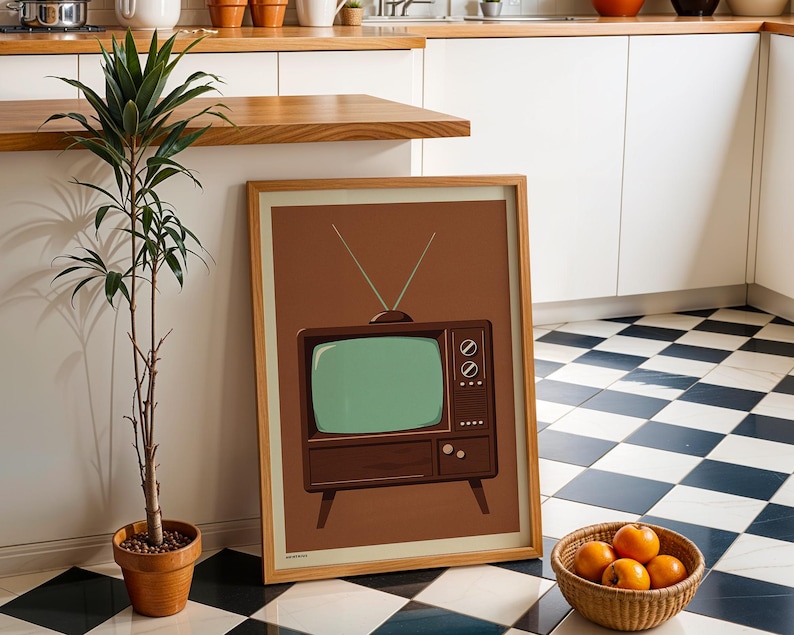 Retro TV Poster: Mid-century Modern Wall Art for Home Cinema - Etsy
