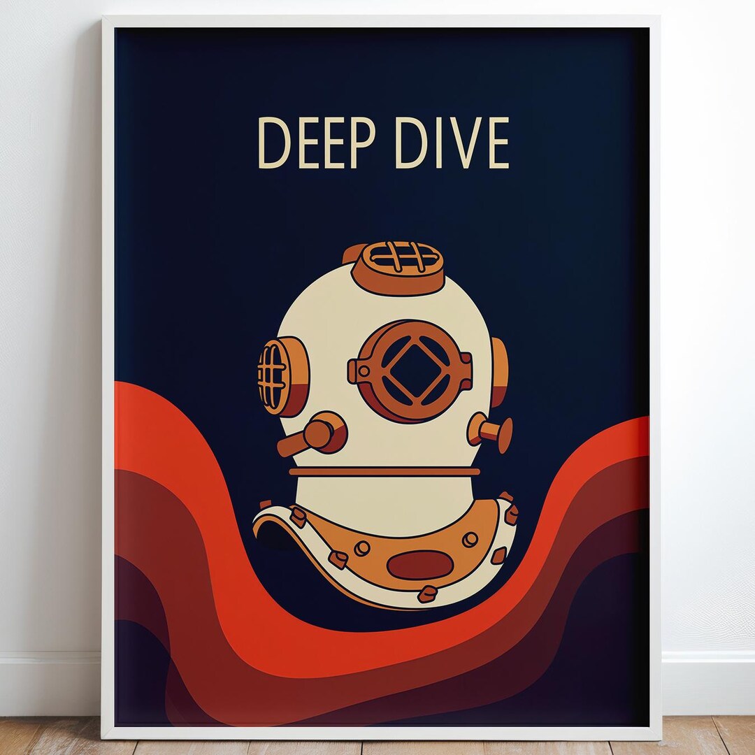 Vintage Nautical Dive Poster: Deep Sea Wall Art Print - Etsy