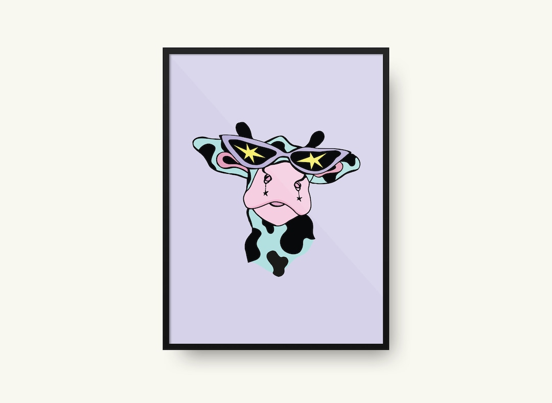 Cow Art Print A3 A4 Wall Art Cute Illustration Vegan - Etsy