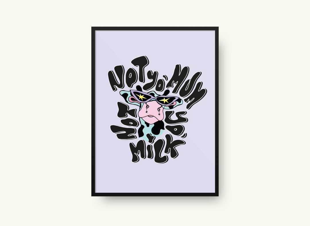 Cow Art Print A3 A4 Vegan Art Print Wall Decor Cartoon - Etsy