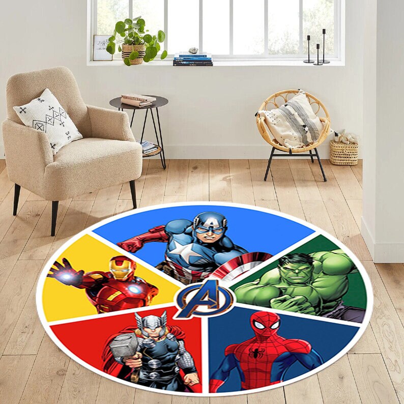 Captain America, Iron Man, Spider Man, Hulk, Thor Hammer, Design Round ...