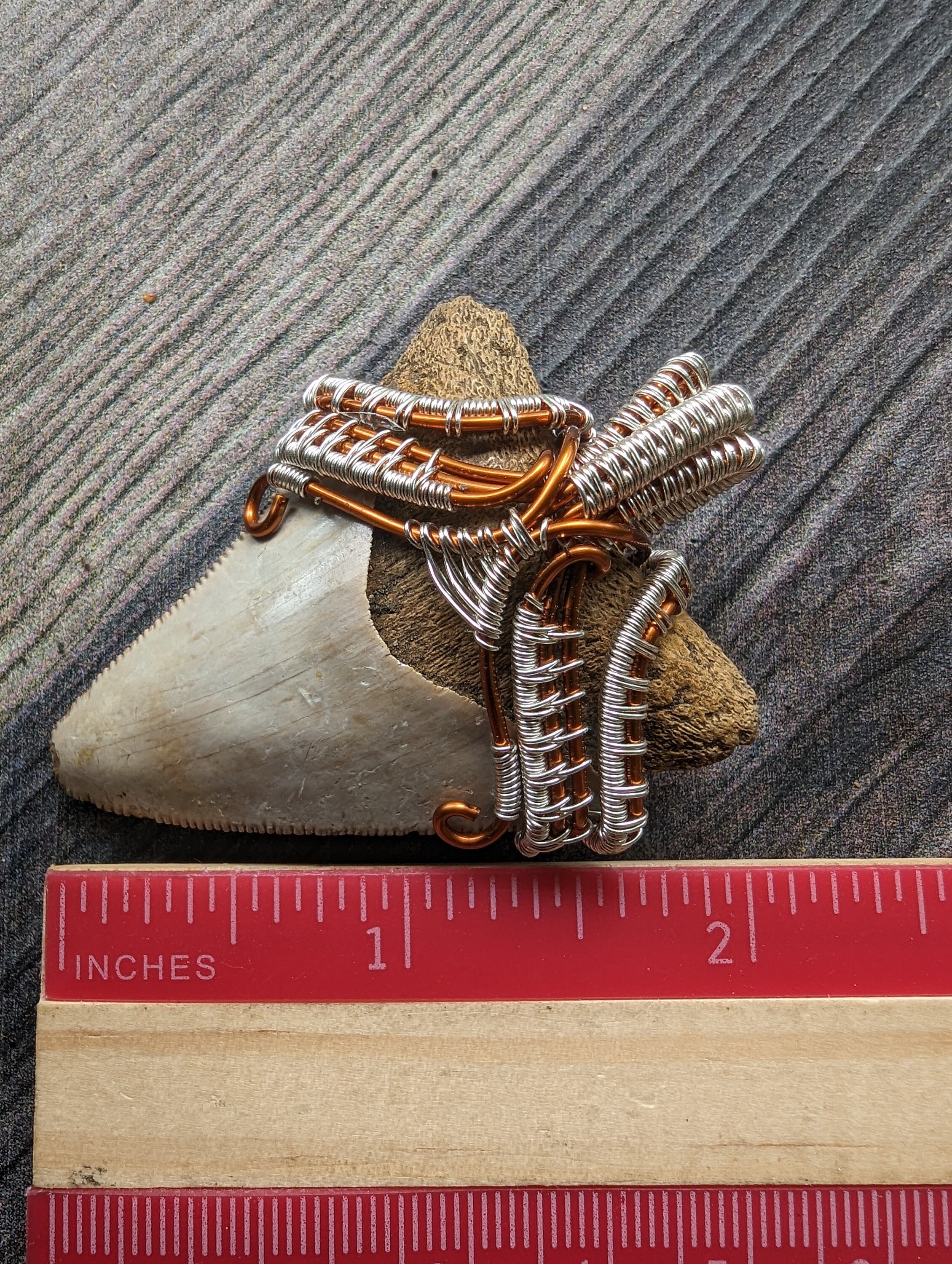 Megalodon Shark Tooth Pendant Charm for Necklace, Wire Wrapped Shark ...