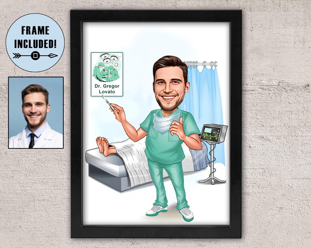 Custom Framed Surgeon Caricature Portrait: Personalized Doctor Gift - Etsy