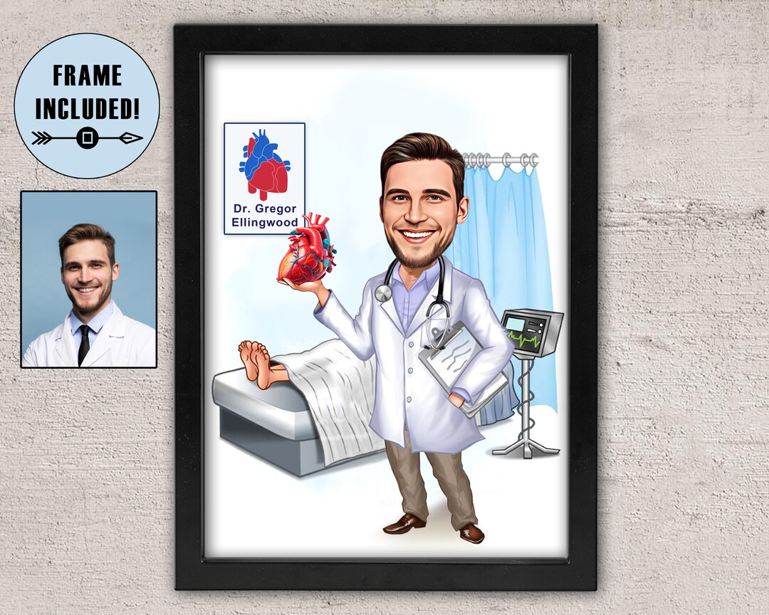 Custom Super Male Cardiologist Framed Design, Heart Doctor Gift, Custom ...