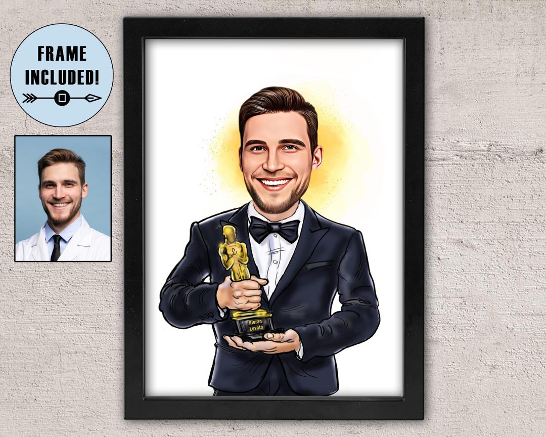 Personalized Cartoon Oscar Award: Custom Framed Caricature Gift - Etsy