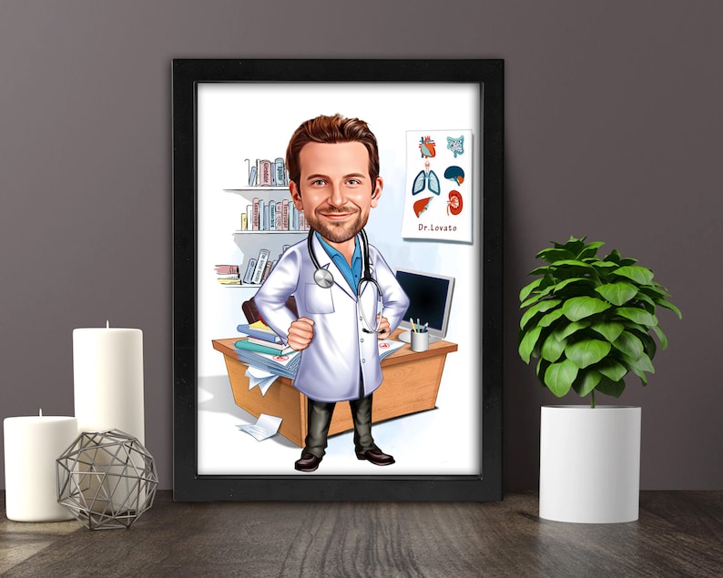 Internal Medicine Doctor Caricature Framed Print, Internal Medicine ...