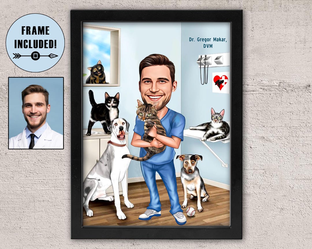 Personalized Veterinarian Portrait, Framed Modern Art Gift - Etsy