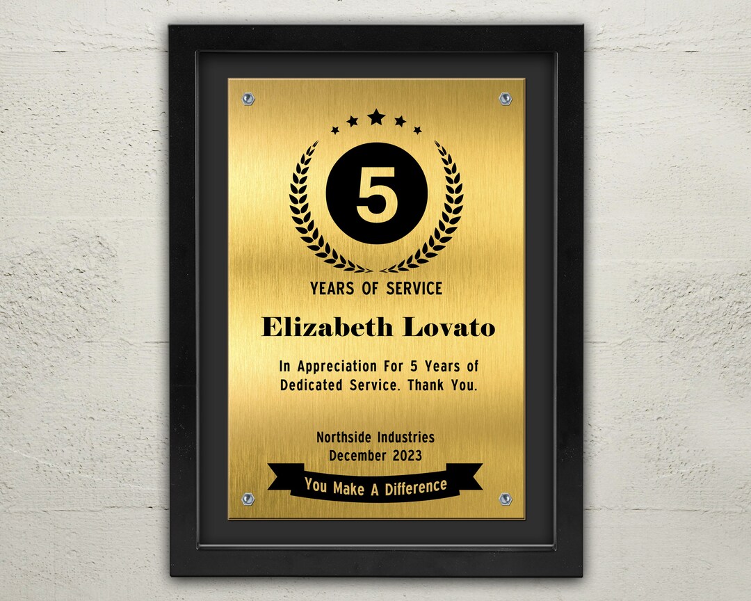 Work Anniversary Gift 5 10 15 20 25 30 35 40 45 Years of Service Award Personalized Employee ...