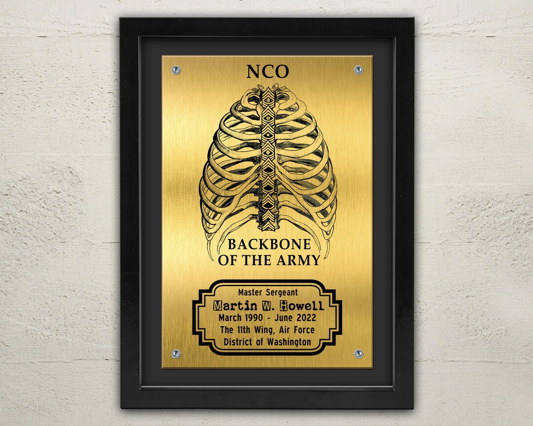 NCO Backbone of the Army Framed Plaque, Personalized Induction ...