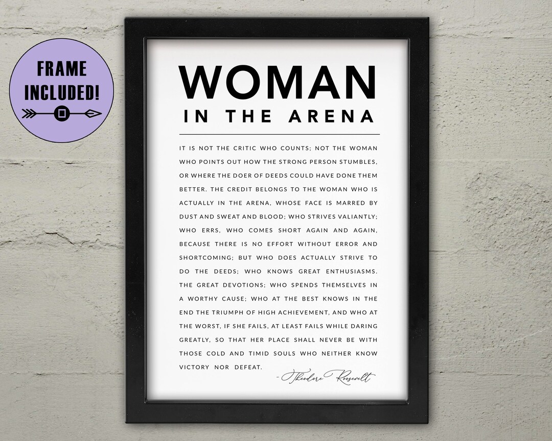 Woman in the Arena Quote, Daring Greatly, Home Framed Wall Decor ...