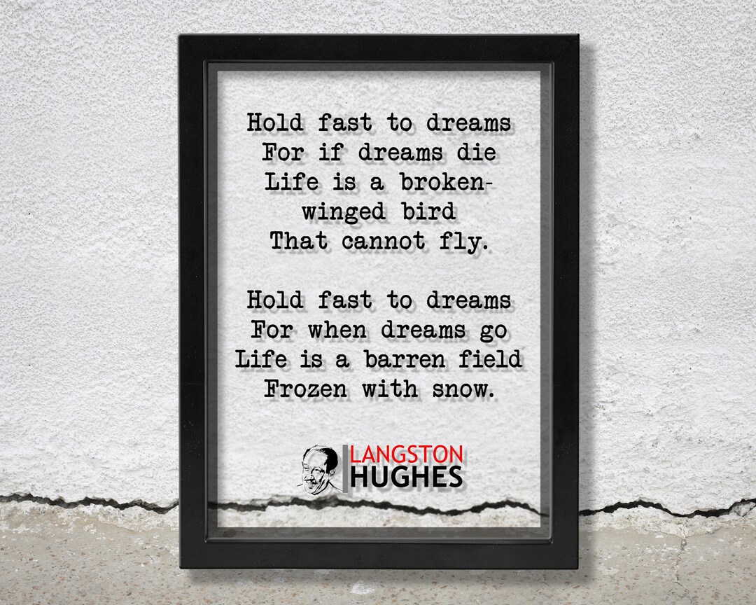 Langston Hughes TRANSPARENT Floating Acrylic Framed Quote, Hold Fast to ...