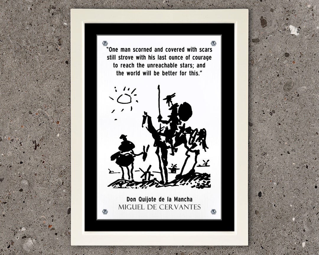 DON QUIXOTE Framed Printing on White Metal Plate Quote, Don Quixote ...