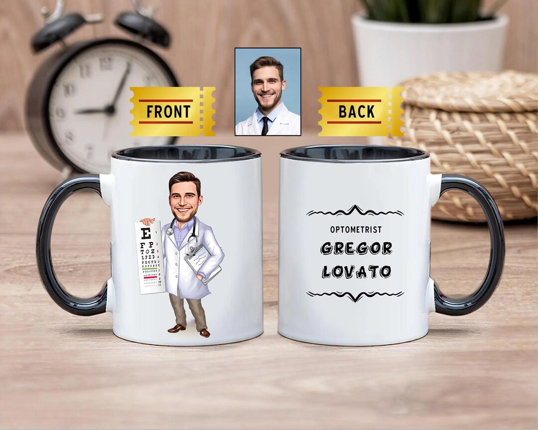 Ophthalmologist Ceramic Coffee Mug with Cartoon, Optometry Tea Cup ...