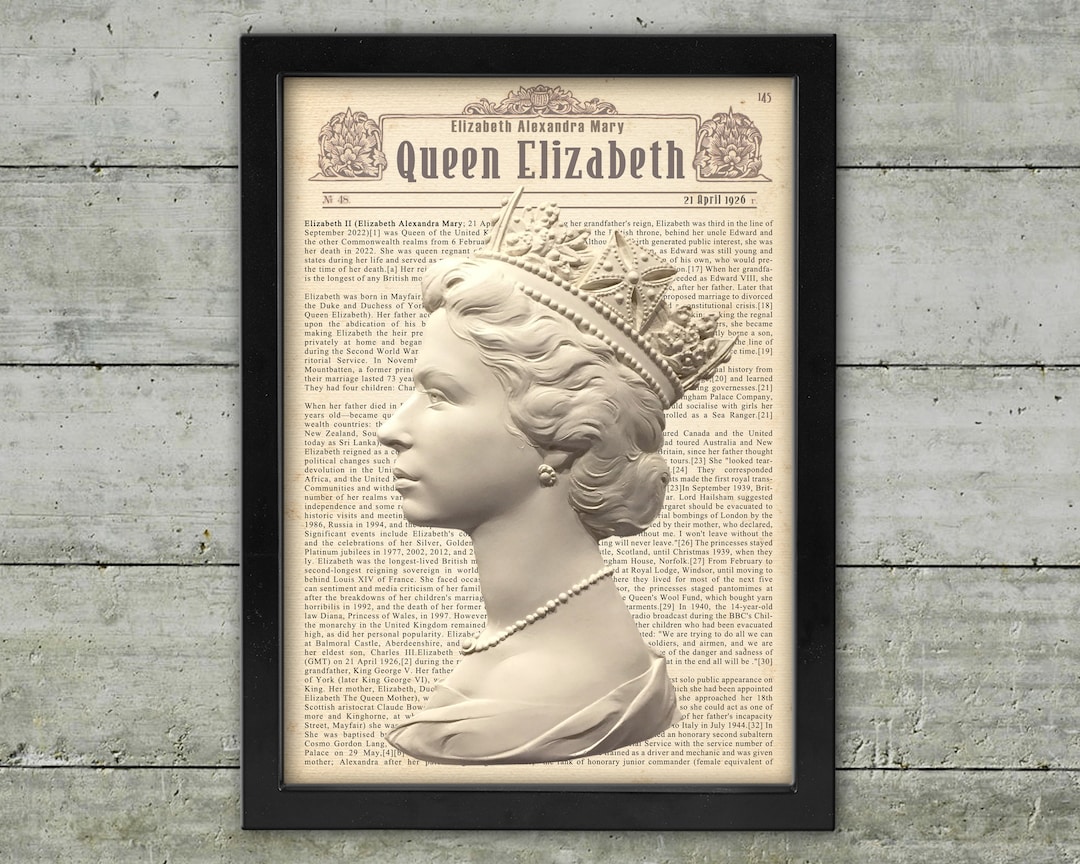 Queen Elizabeth II Framed Creative Print Art British Queen Dictionary ...