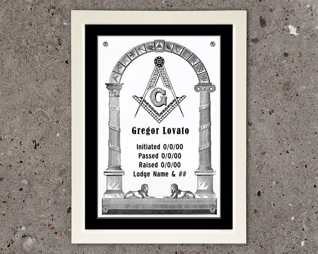 Mason, Masonic, Freemasons Custom Framed Printing on White Metal Plate ...