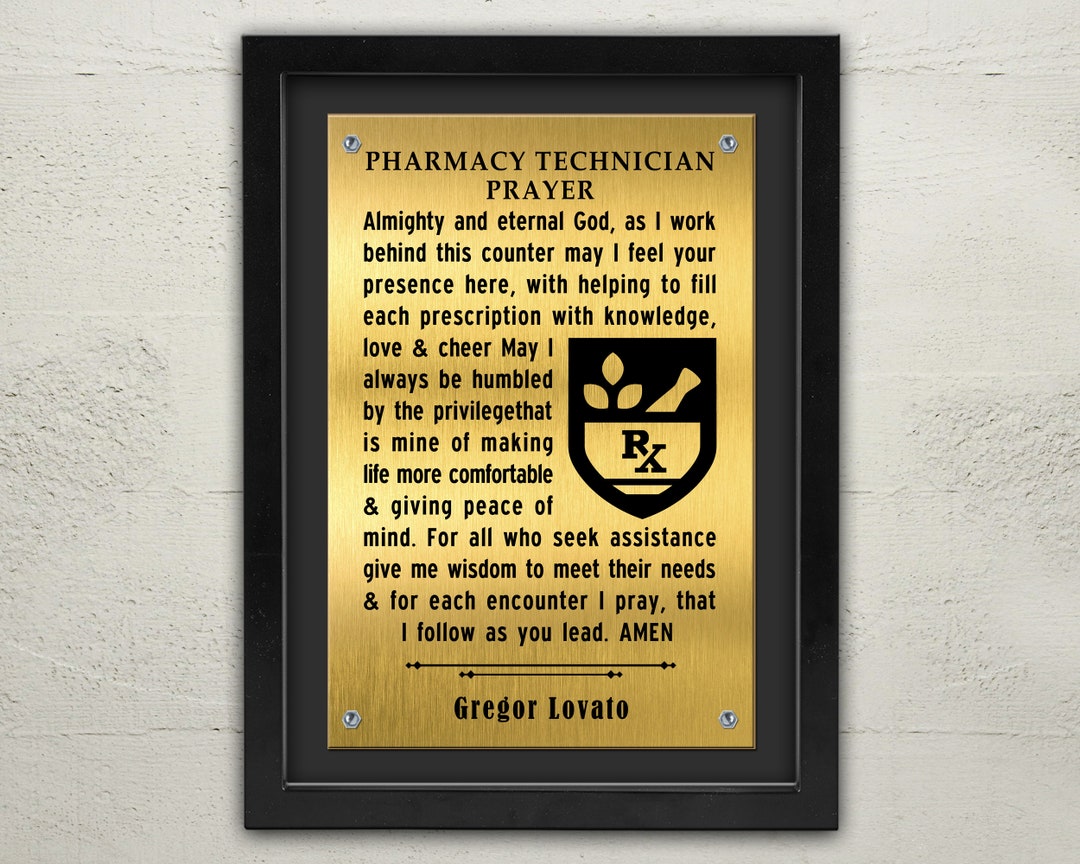 Pharmacy Technician Prayer Framed Plaque, Personalized Pharmacy Tech ...
