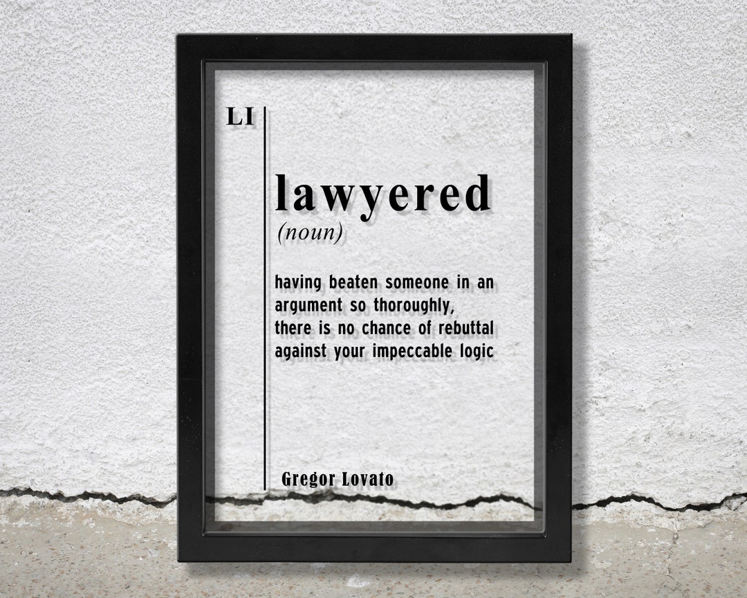 Lawyered Definition TRANSPARENT Framed Floating Quote, Lawyer Gift ...