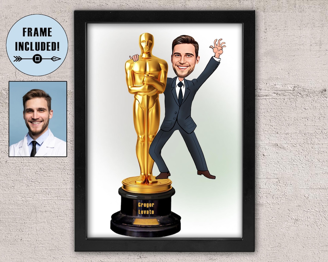 Personalized Cartoon Oscar Award: Custom Framed Caricature Gift - Etsy
