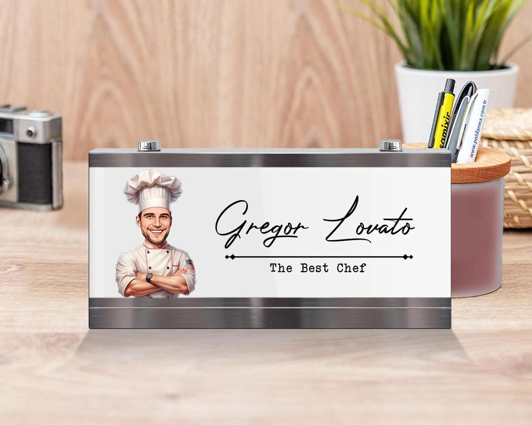 Personalized Chef Desk Name Plate: Custom Cartoon Portrait Gift - Etsy