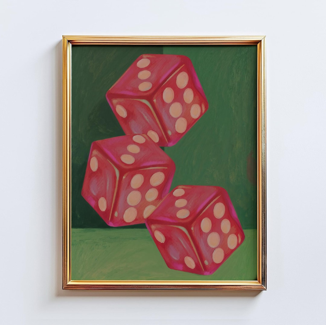 Lucky Dice Wall Art – Retro Minimalist Red Dice Poster, Positive Vibes ...