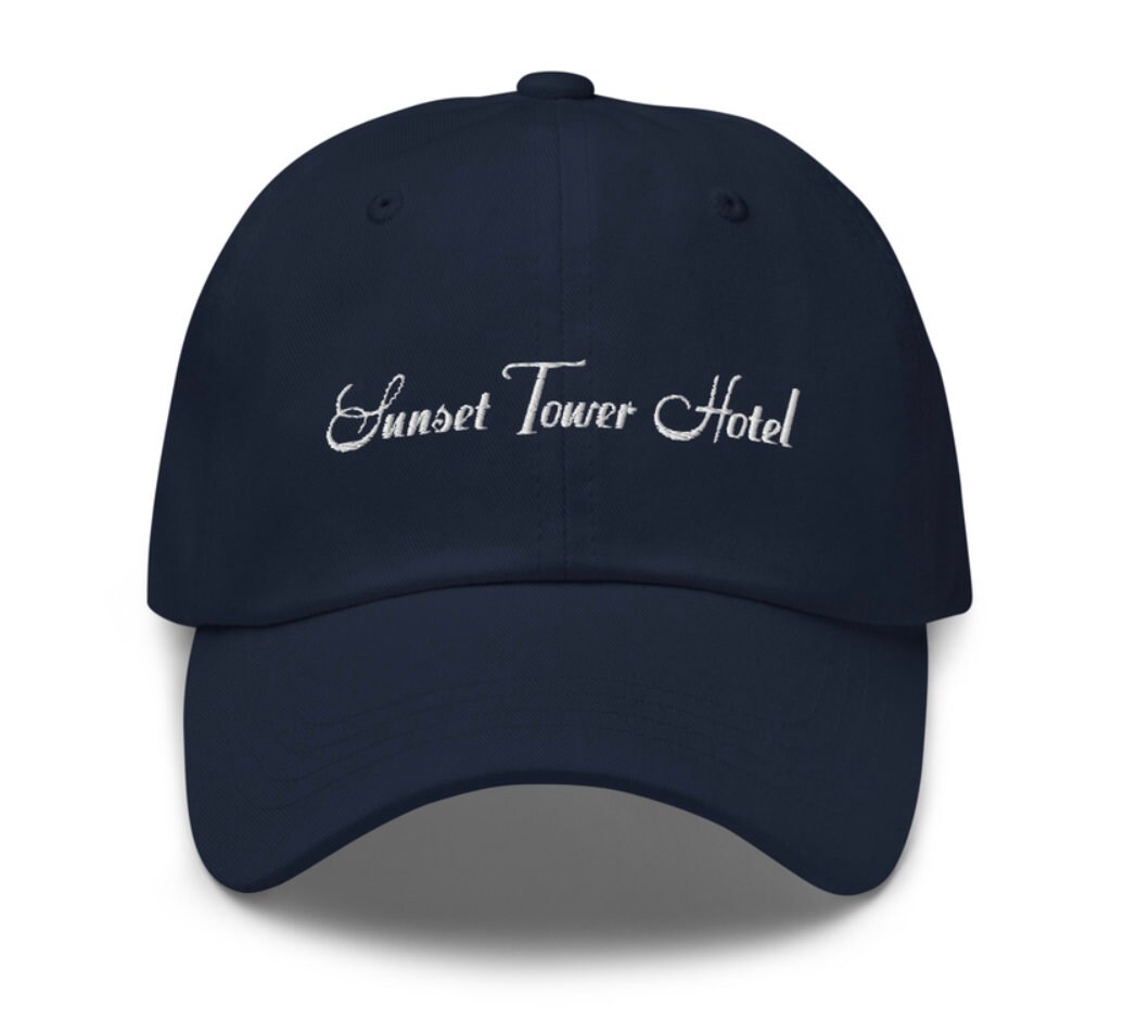 Sunset Tower Hotel Minimalist Embroidered Navy Dad Hat, Vintage Tennis ...