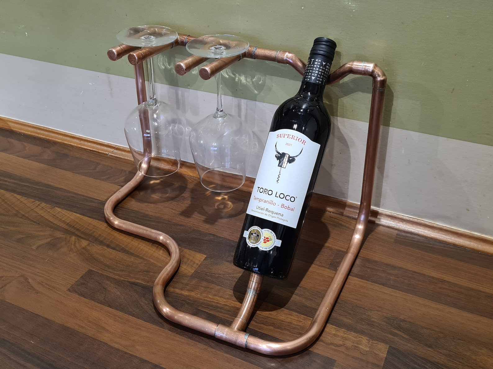 Copper Wine & Glasses Stand. - Etsy