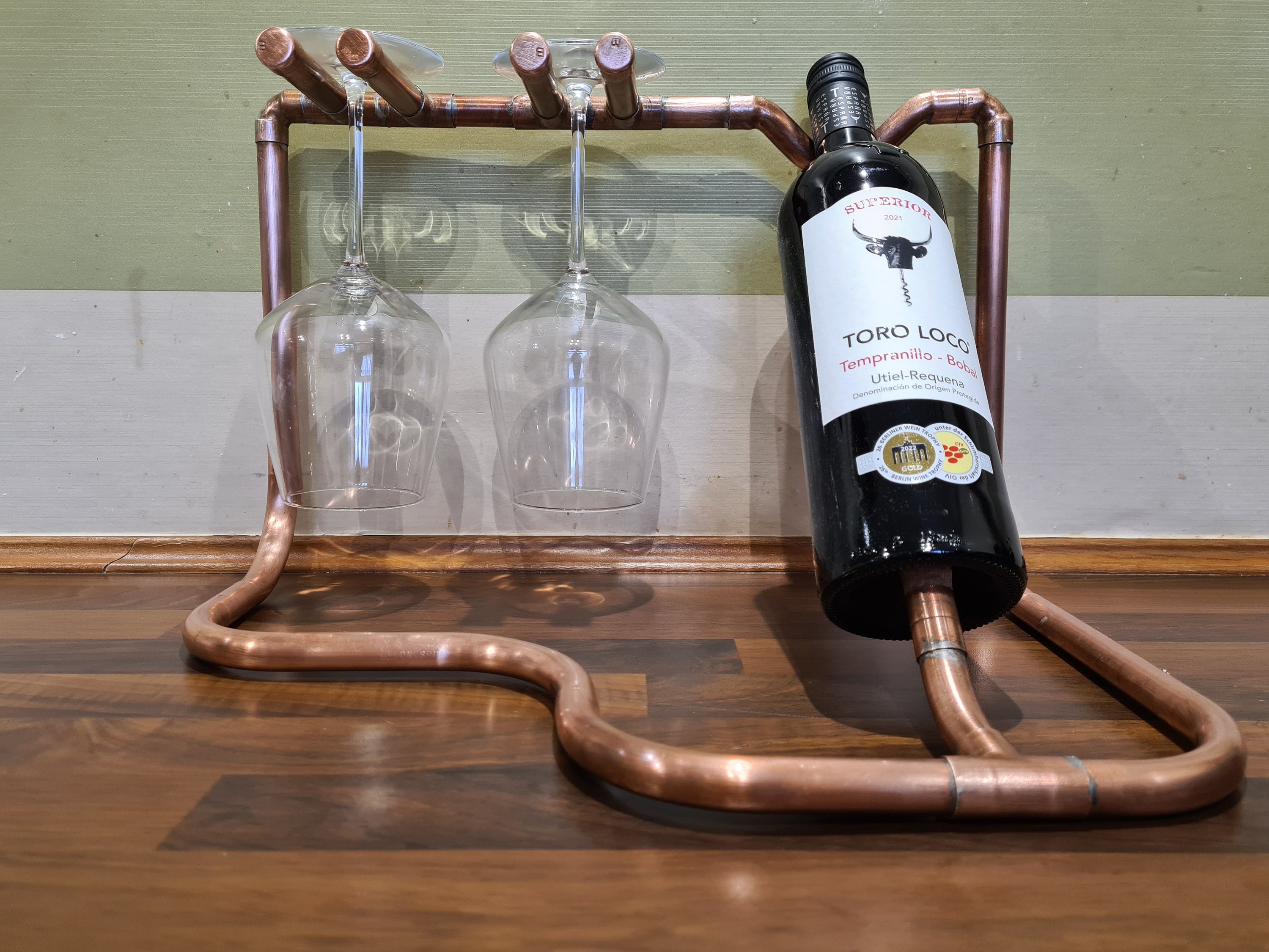 Copper Wine & Glasses Stand. - Etsy