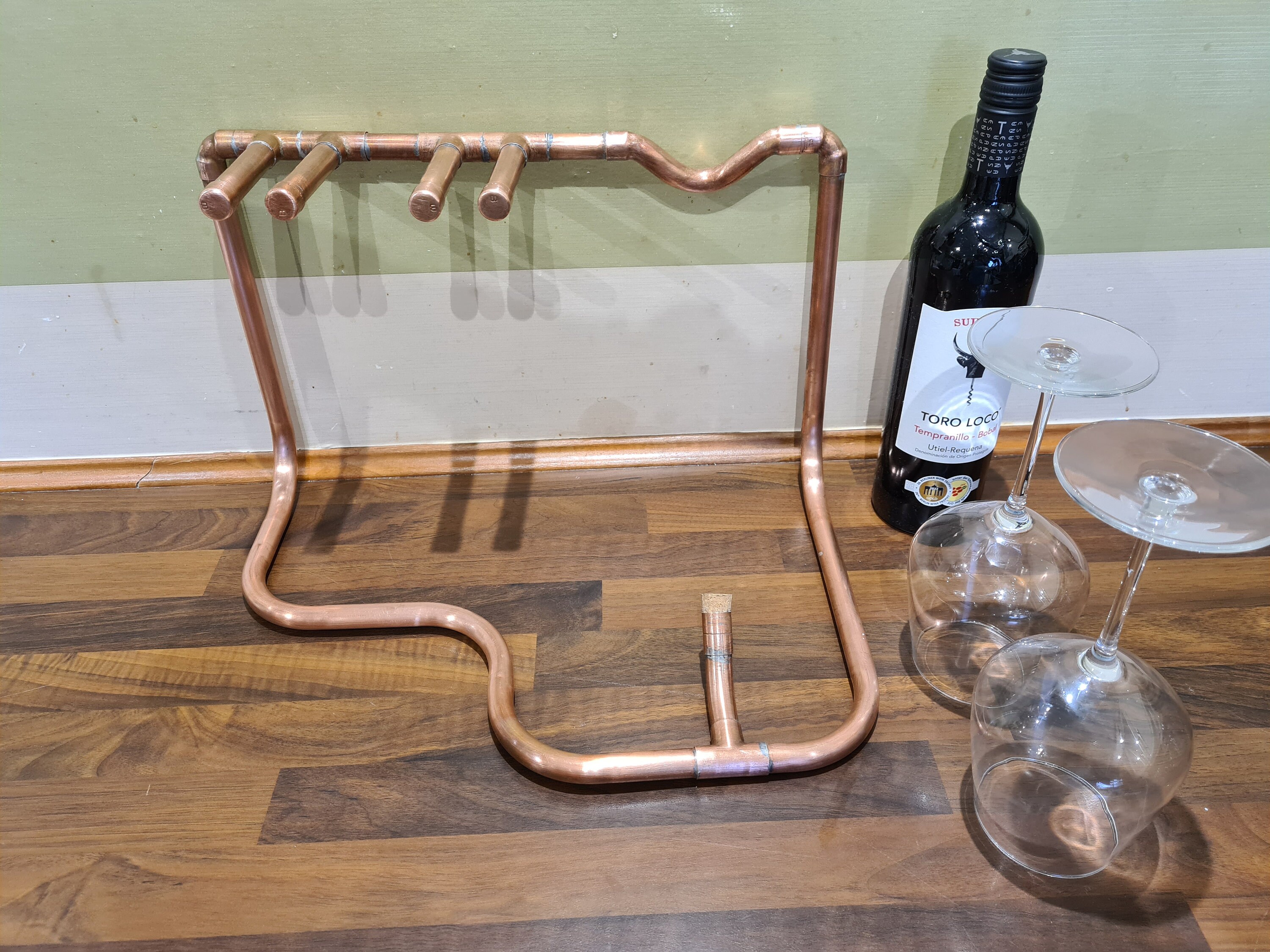 Copper Wine & Glasses Stand. - Etsy