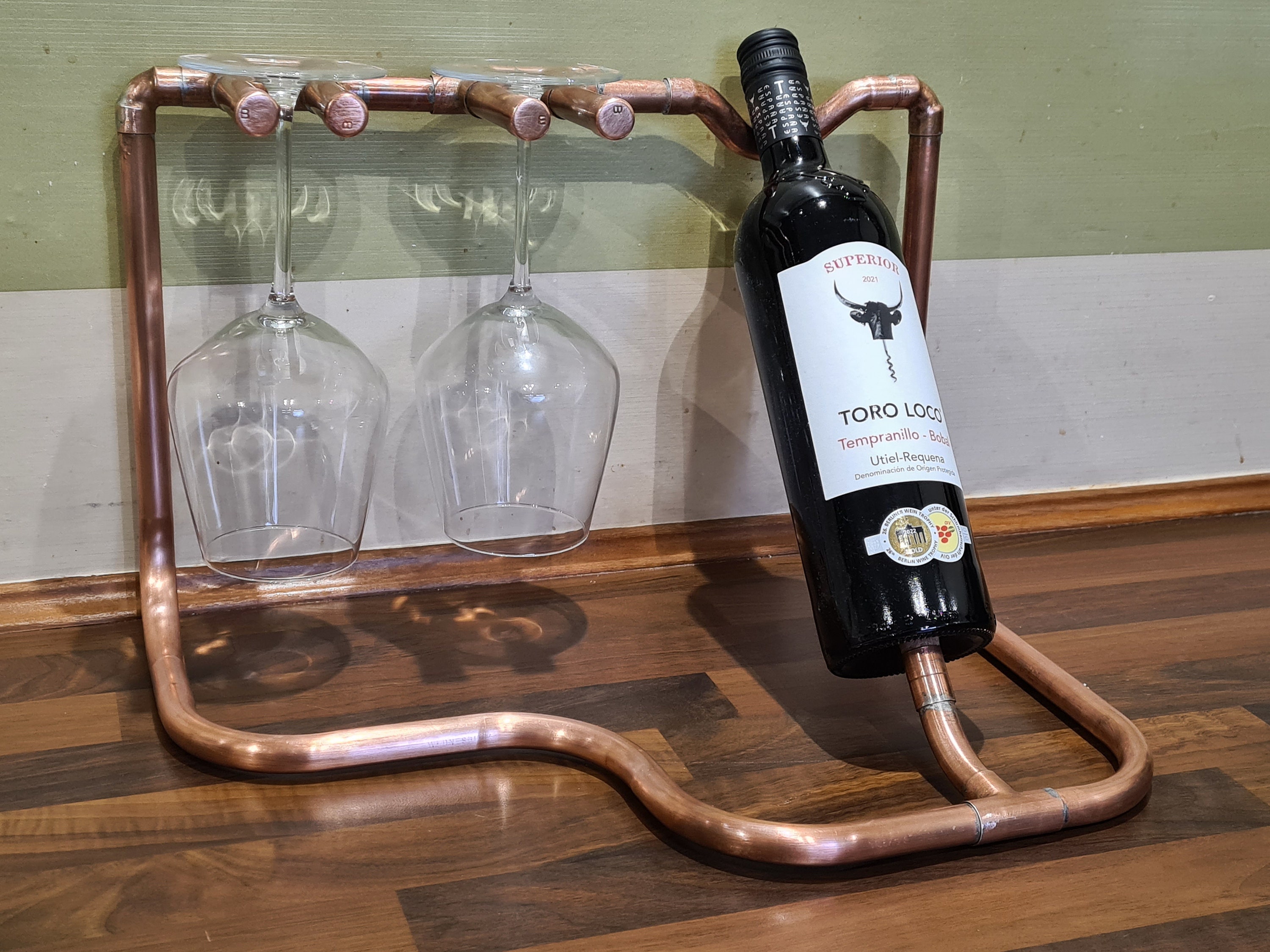 Copper Wine & Glasses Stand. - Etsy