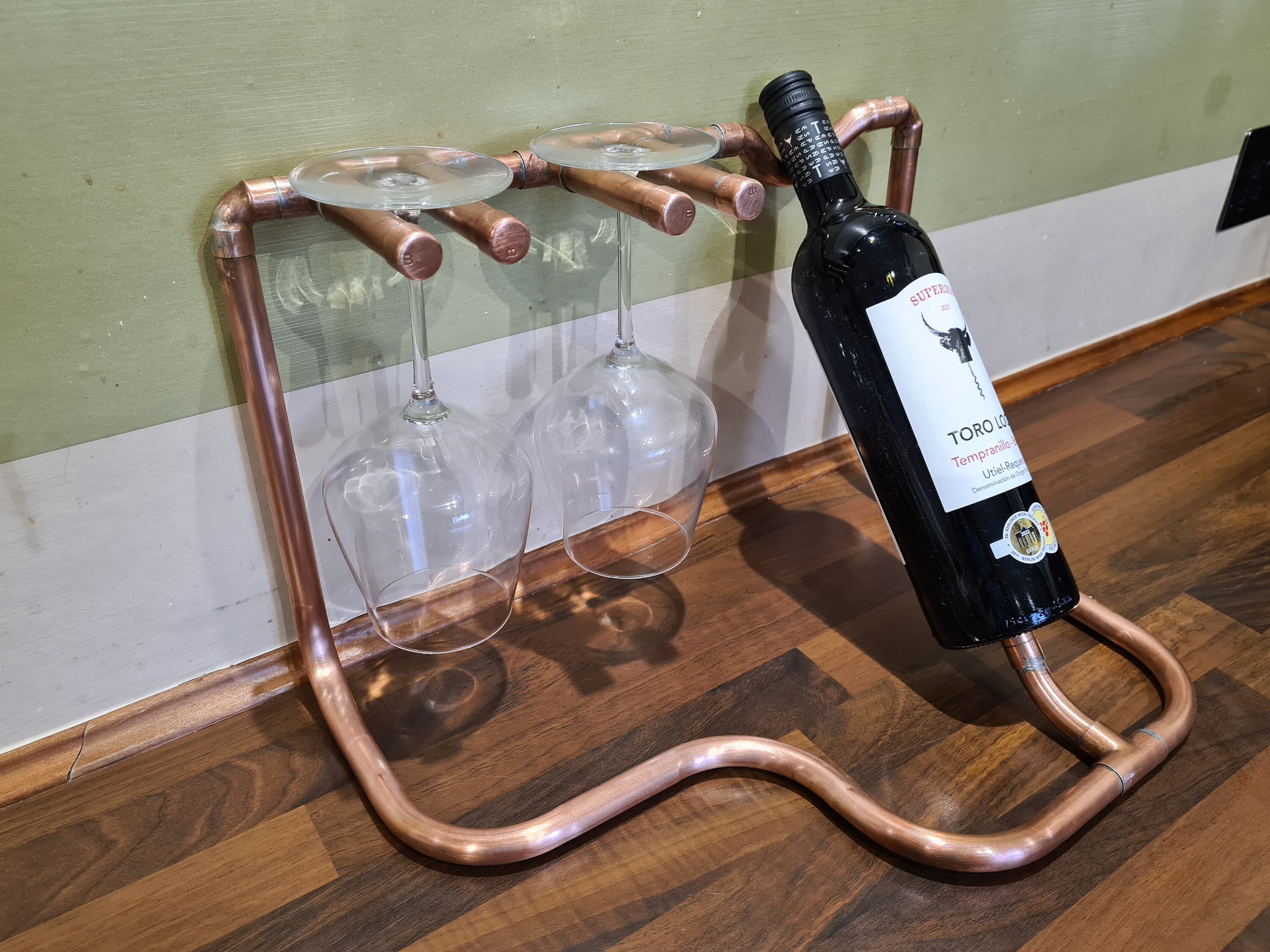 Copper Wine & Glasses Stand. - Etsy