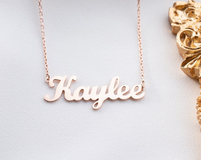 Name Necklace Gold Custom Name Necklace 14K Solid Gold Name - Etsy