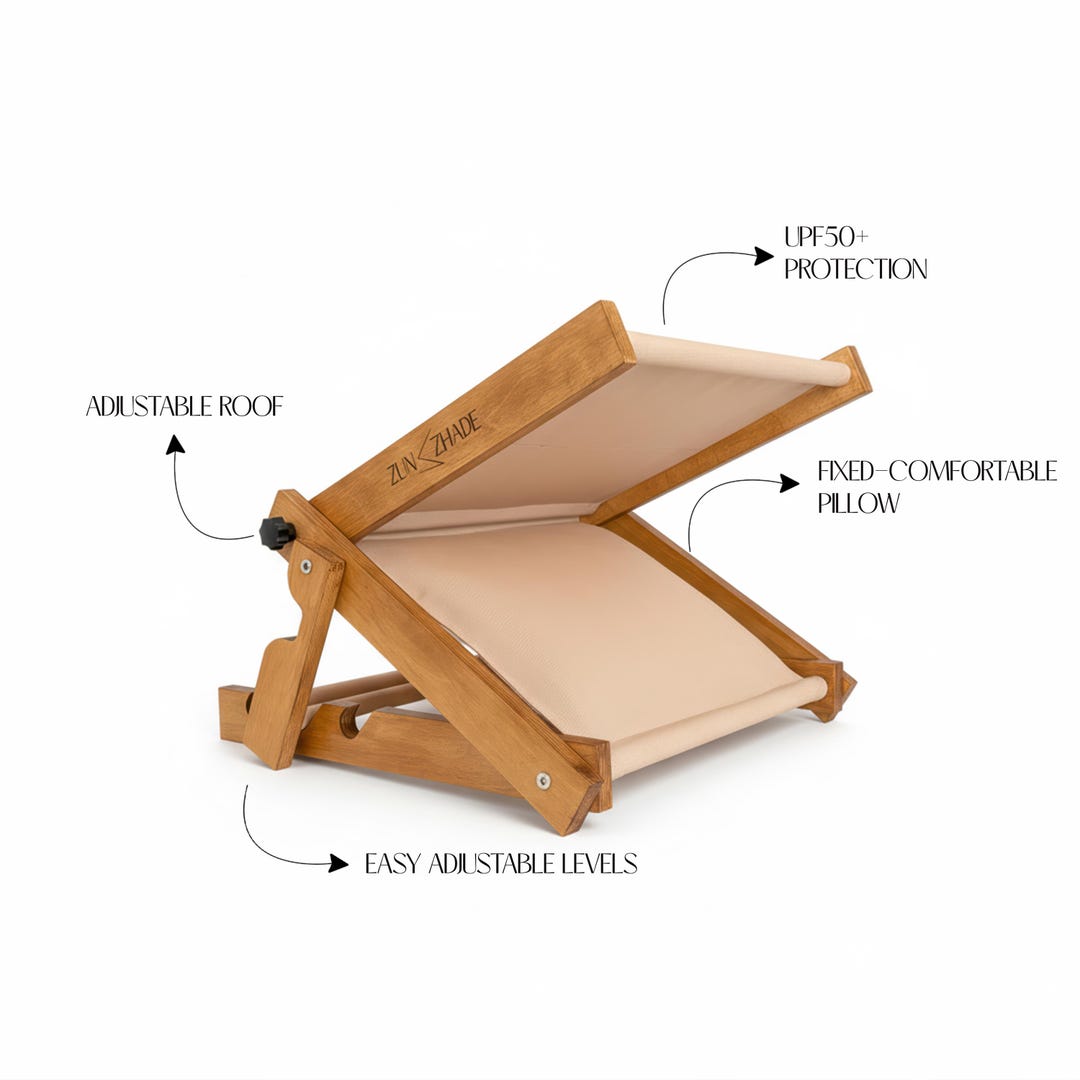 Birch Wood Foldable Head Lounger | Travel Beach Sun Shade Chair - Etsy
