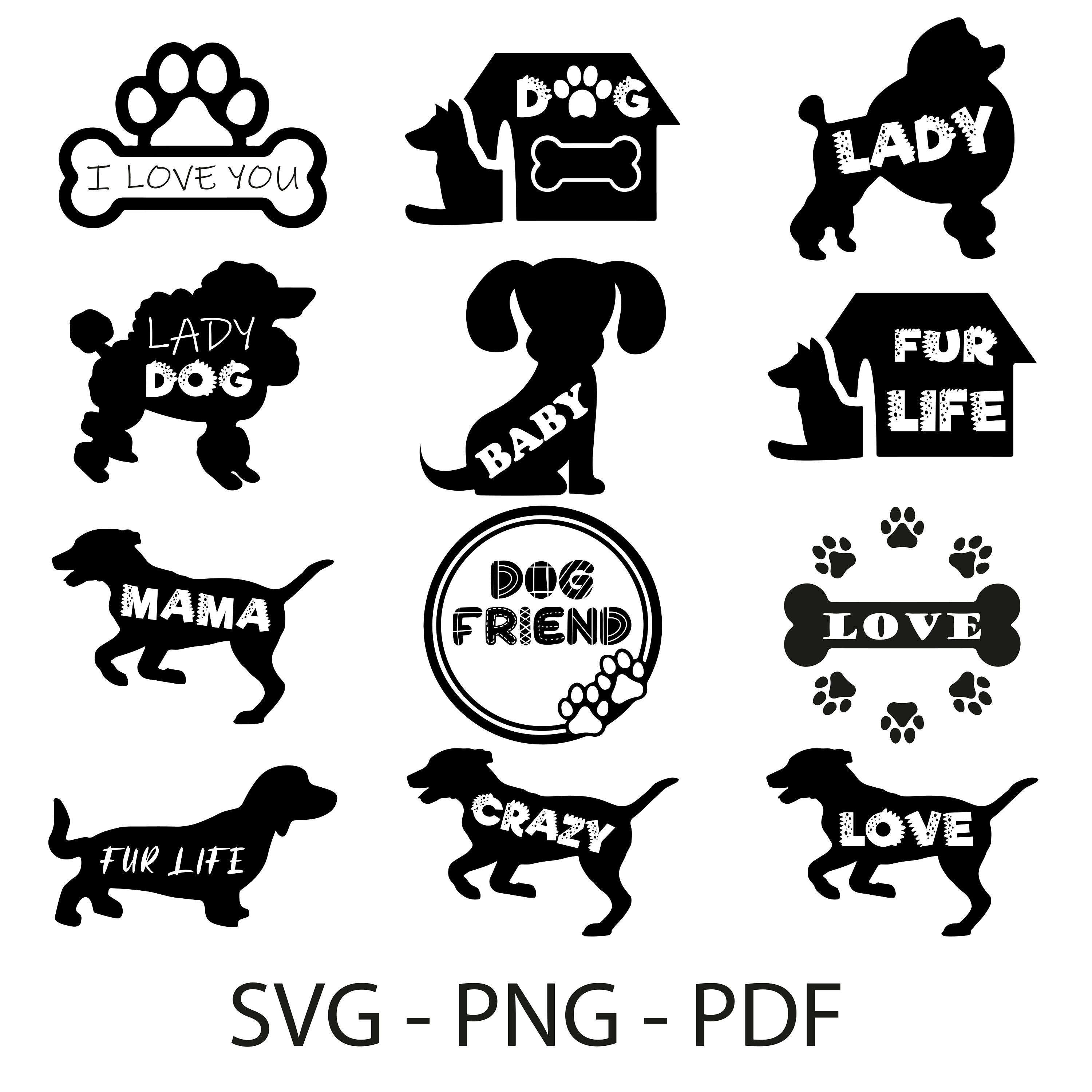 Dog Svg Bundle, Fur Life Svg, Lady Dog Svg, I Love You Dog, Dog Mama ...