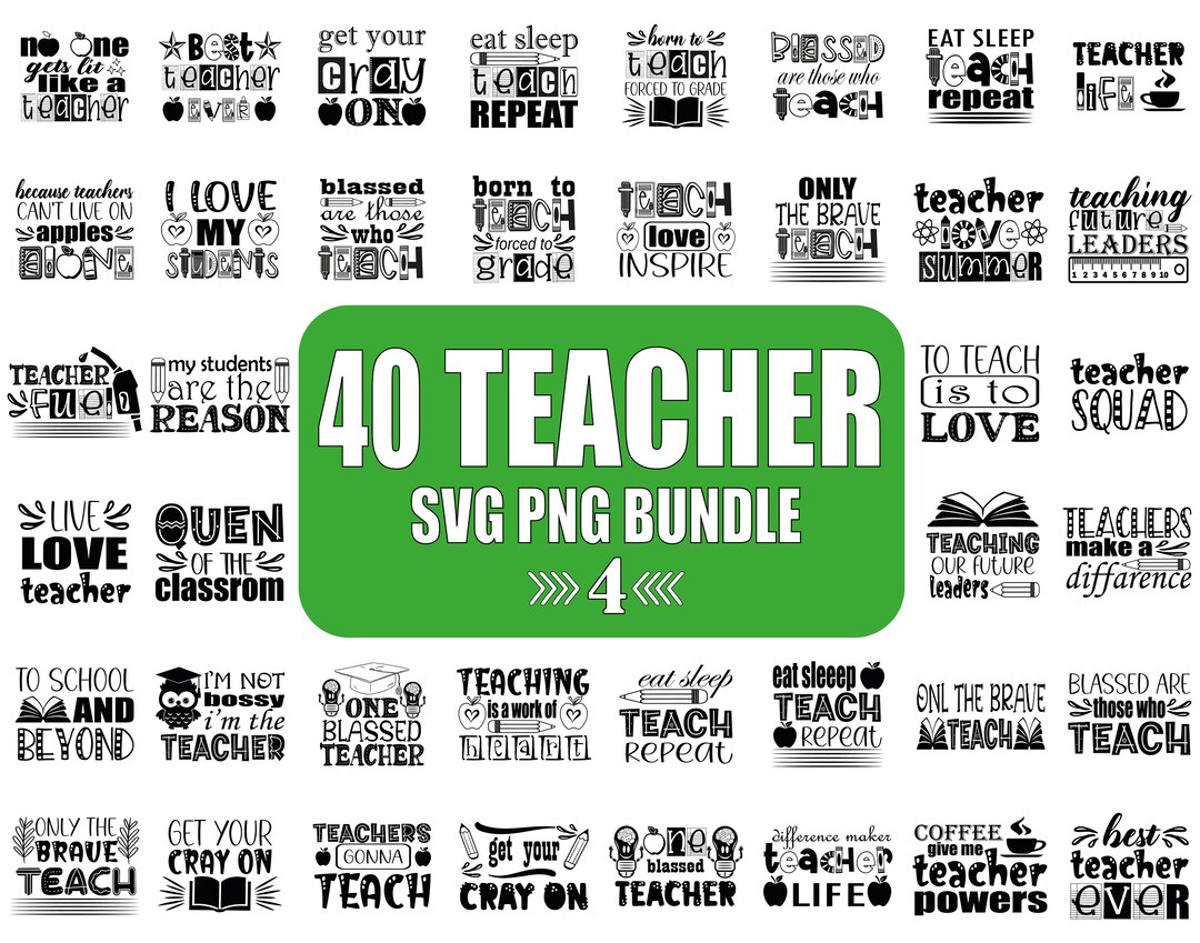 40 Teacher SVG Bundle School Svg Teacher Life Svg Teacher - Etsy