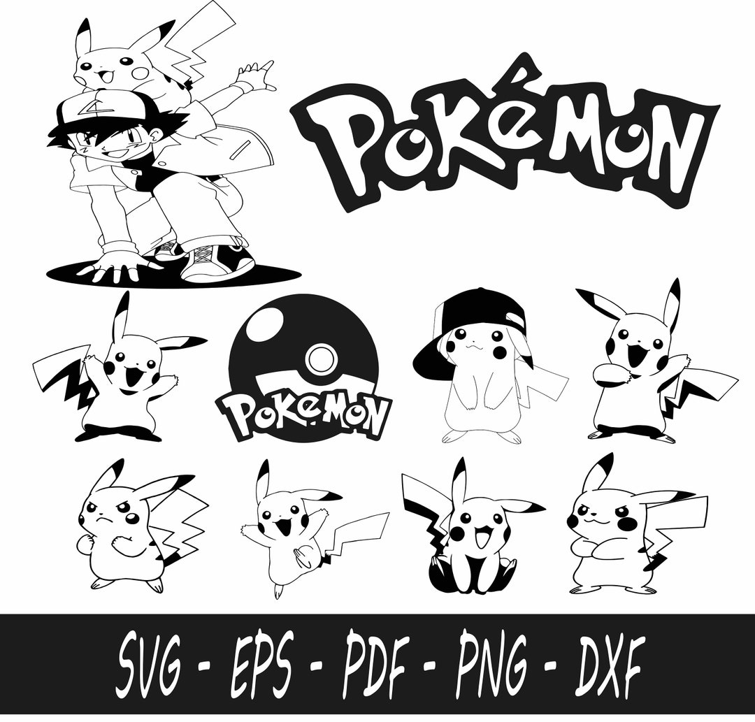 Pokemon Svg, Pokemon Png Bundle, Pokemon Clipart, Pikachu Bundle ...