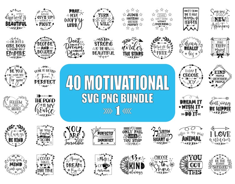 Motivational Svg Bundle Positive Quote Saying Svg Png - Etsy