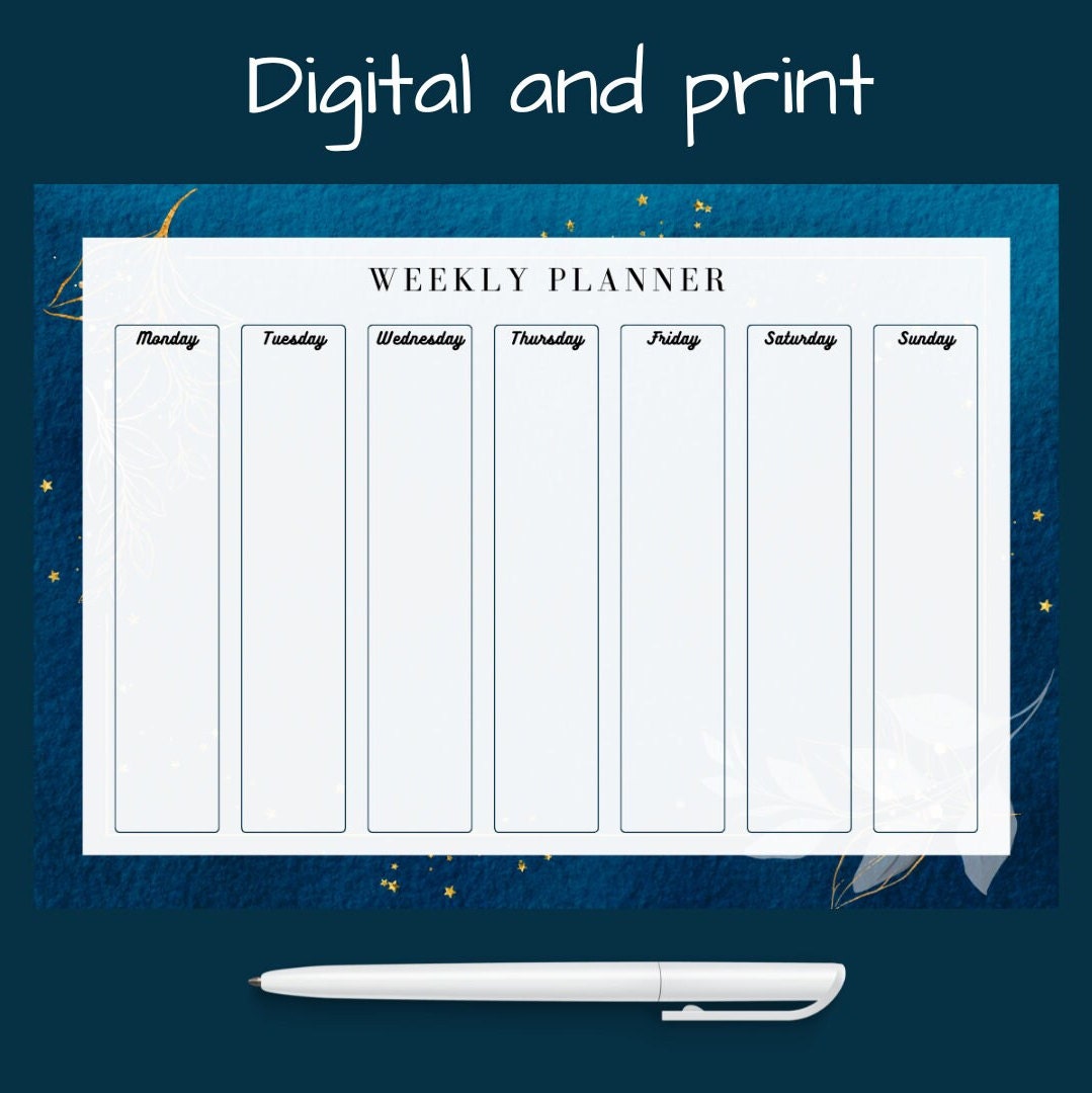 Weekly Planner Printable and Digital Landscape, Weekly Organizer ...