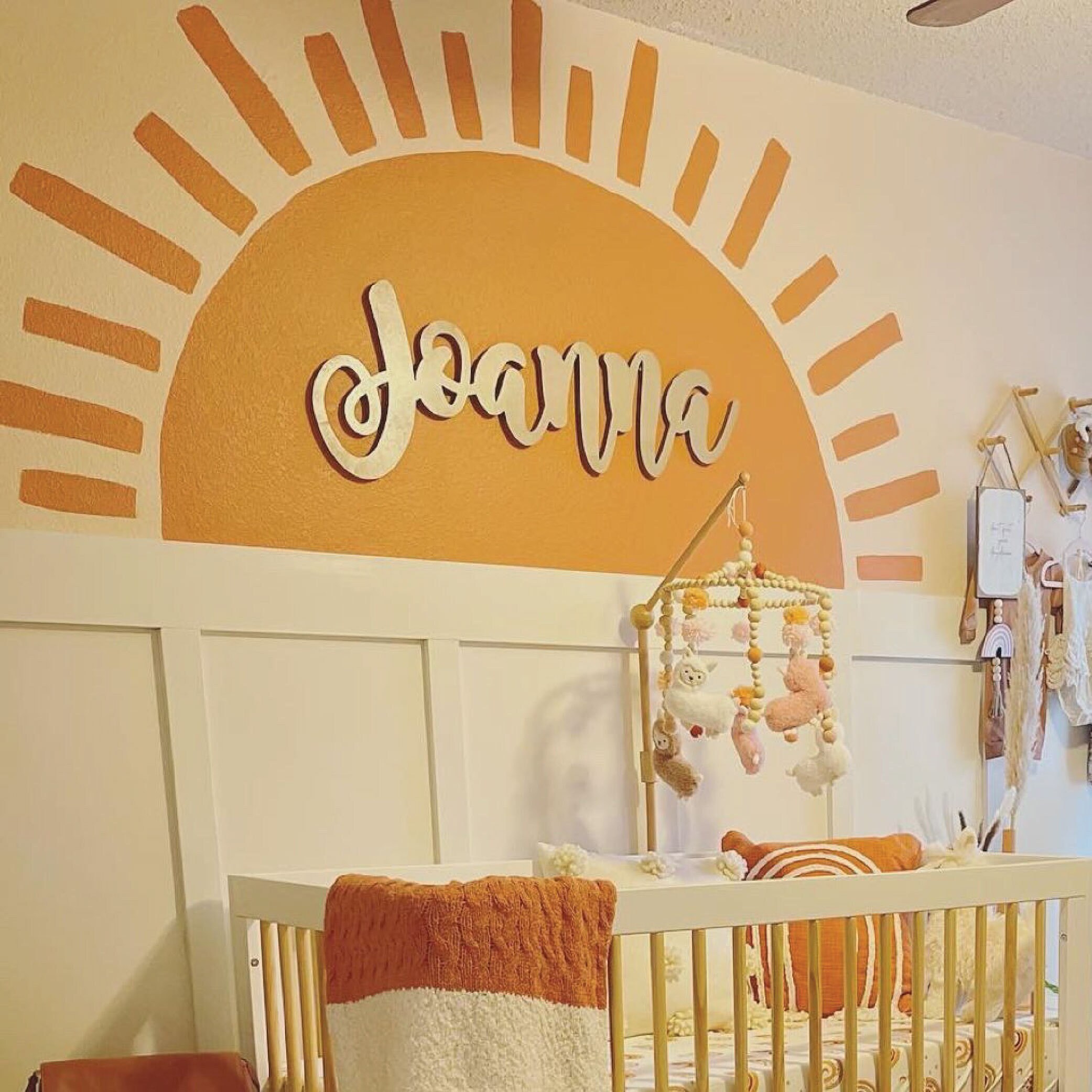 Rising Sun Wall Decal, Half Sun, Scandinavian Nursery, Boho Sun Nursery ...