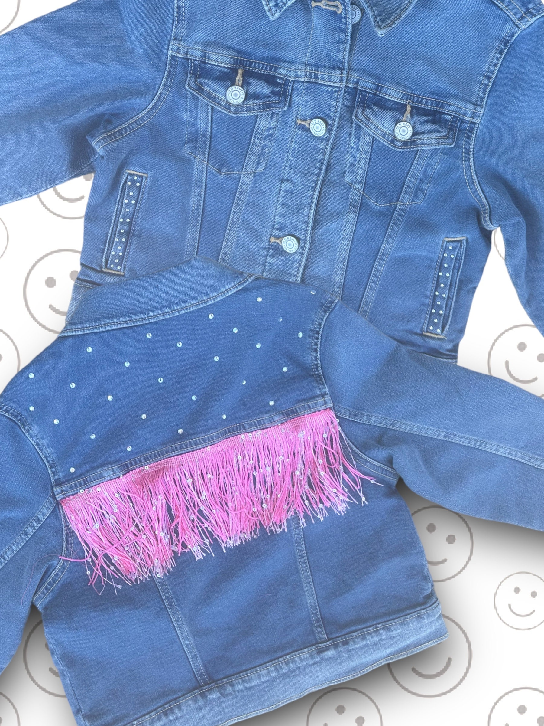 Fringe Denim Jacket, Rhinestone Cowgirl Denim Jacket, Pink Fringe ...