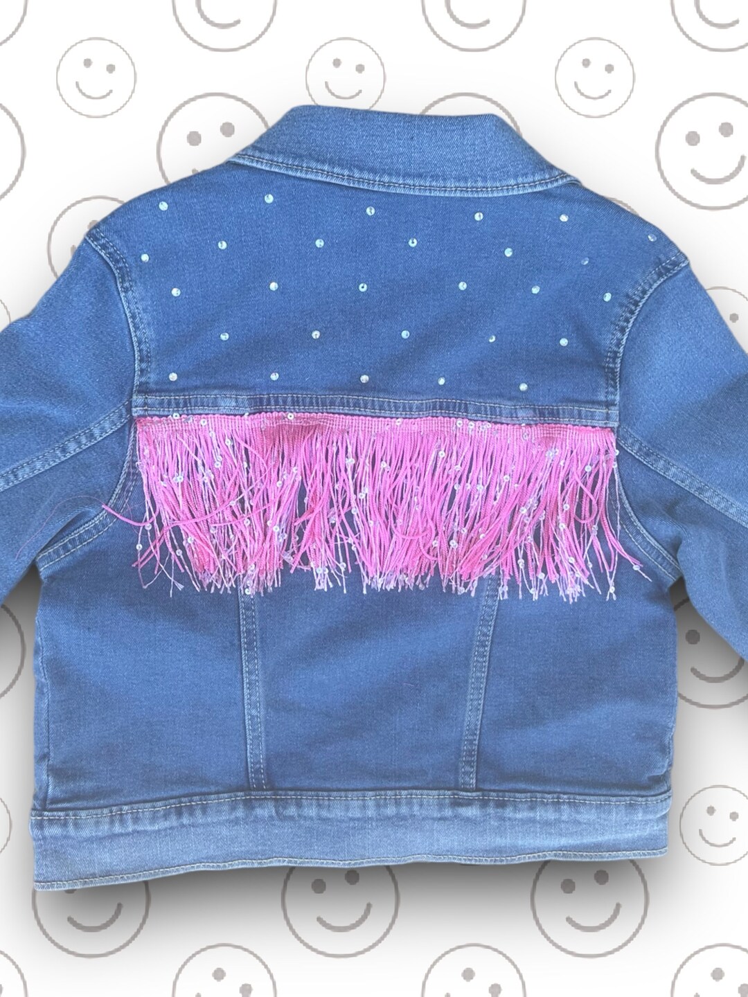 Fringe Denim Jacket, Rhinestone Cowgirl Denim Jacket, Pink Fringe ...