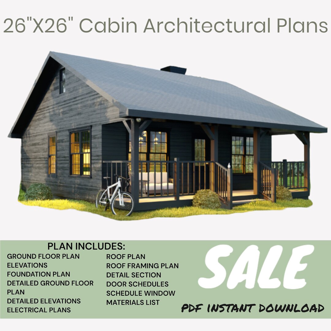 26x26 Cabin Architectural Plans - Etsy
