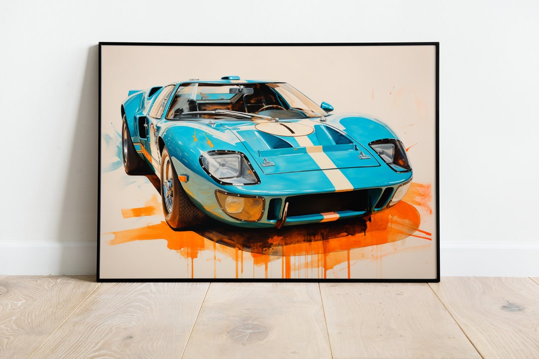 Ford GT Framed Poster , Gift for Boyfriend Custom Car Drawing Custom ...