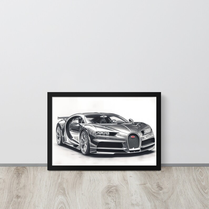 Bugatti Framed Poster for Car Lover, Custom Bugati Drawing Custom ...