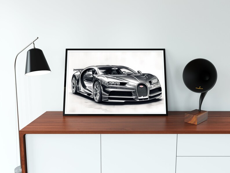 Bugatti Framed Poster for Car Lover, Custom Bugati Drawing Custom ...