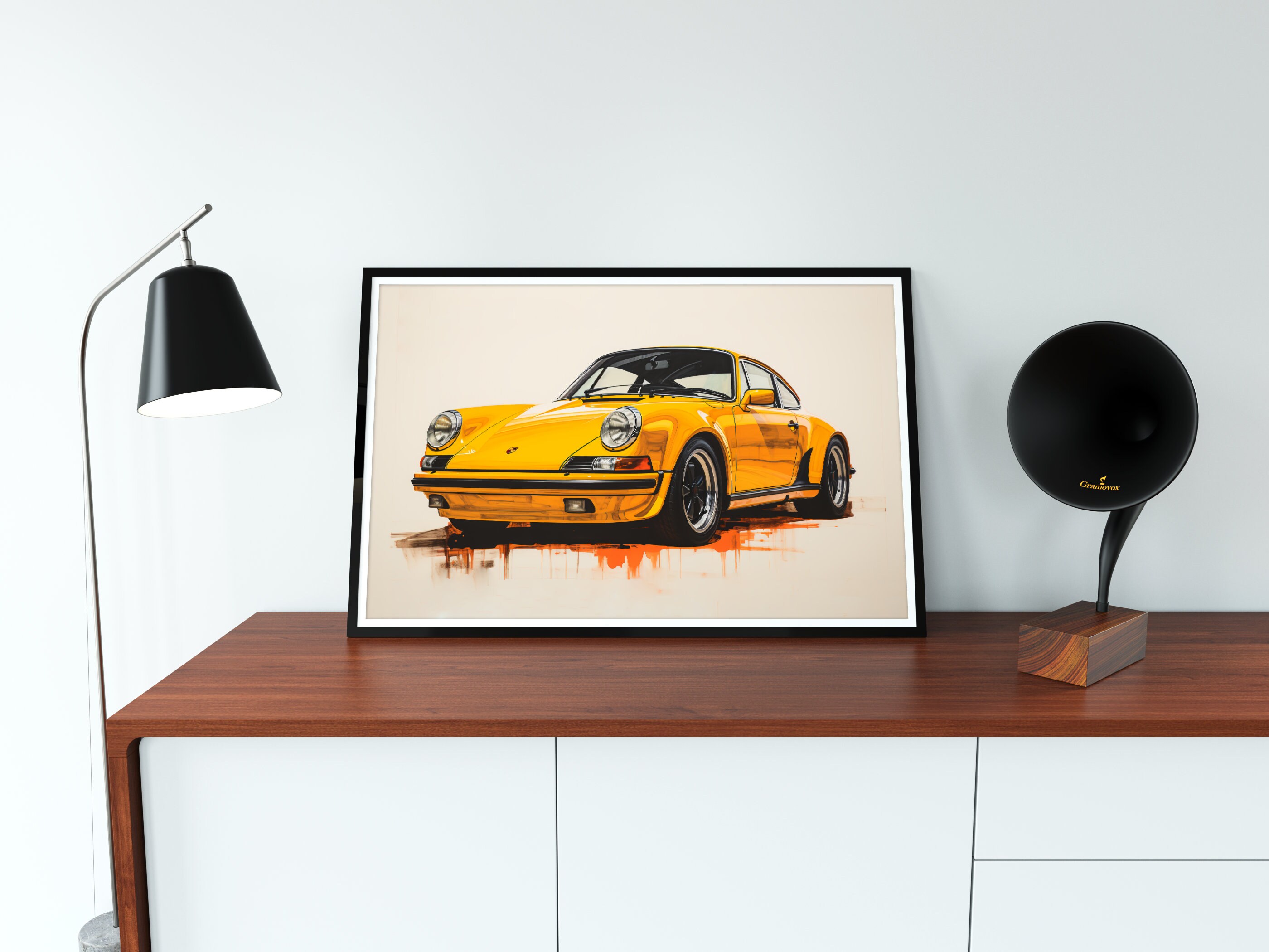 Porsche 911 Framed Poster for Car Lover Gift Hand Drawn Custom Porche ...