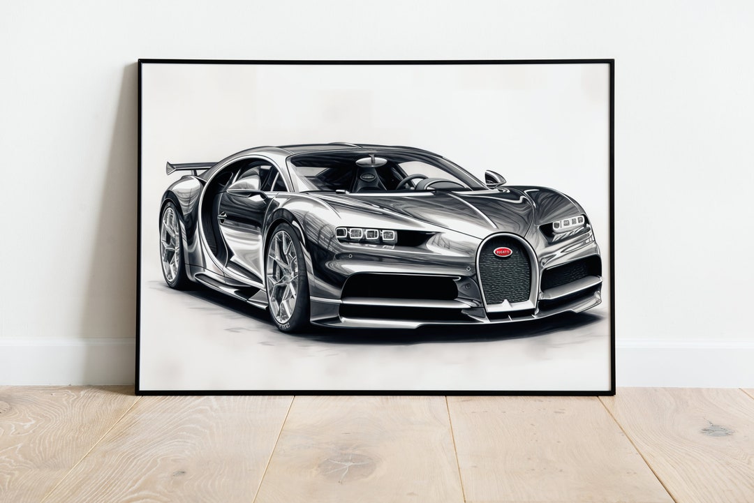 Bugatti Framed Poster for Car Lover, Custom Bugati Drawing Custom ...