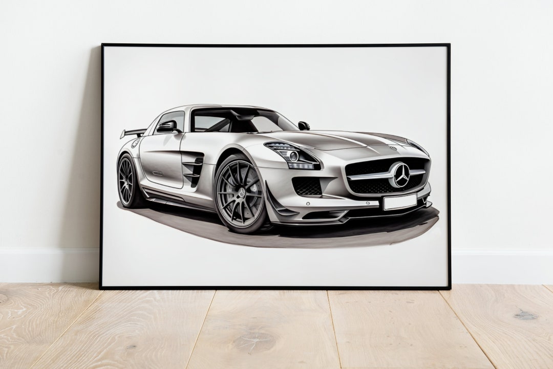 Mercedes SLS AMG Instant Download Digital Image Poster for Car Lover ...