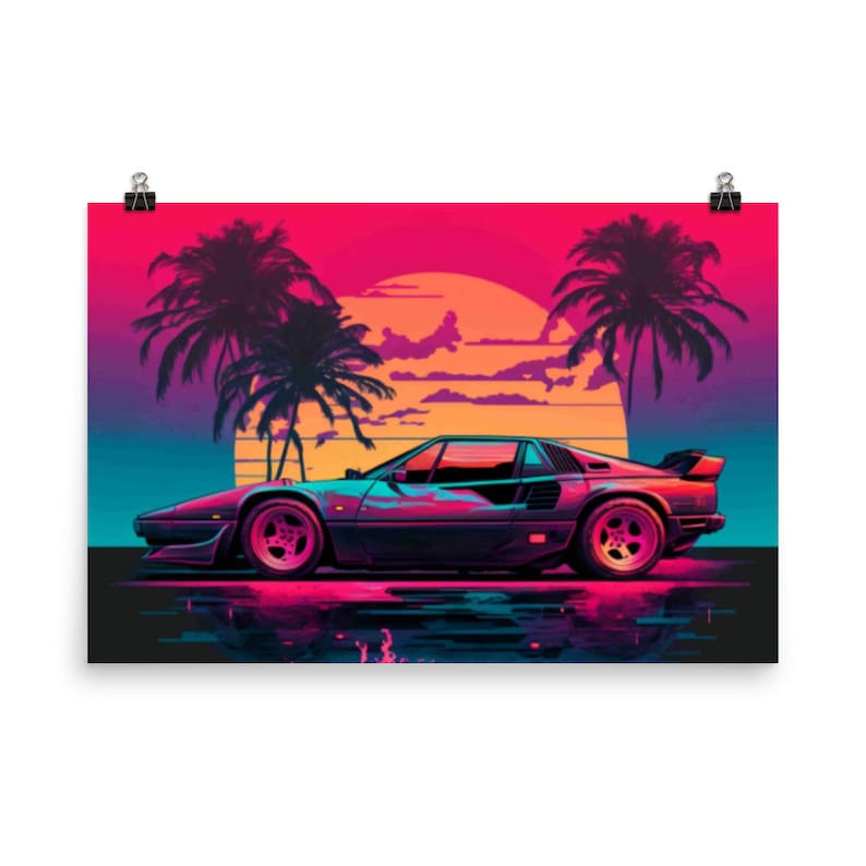 Miami Vice Ferrari Print Poster for Car Lover Gift Custom Miami Vice ...