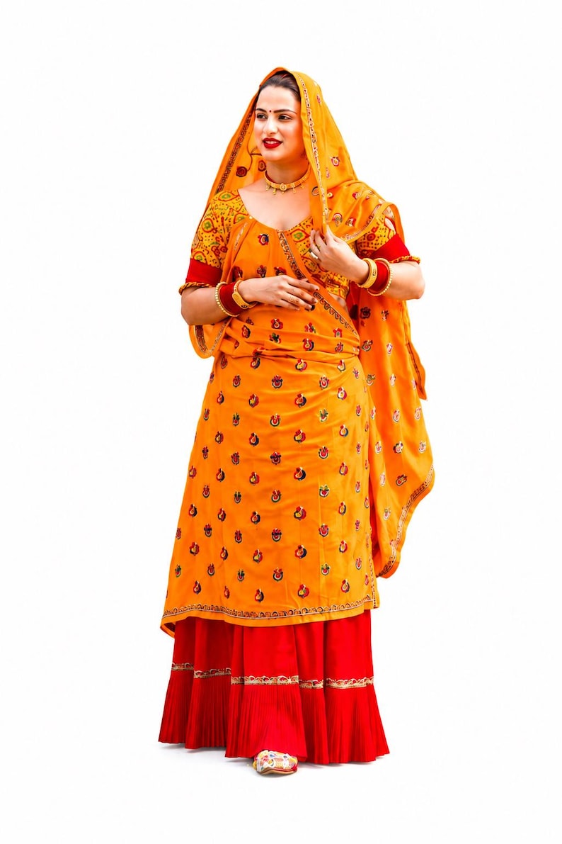 Handmade Meenawati Ghagra Lugdi | Rajasthani Folk Costume, Indian ...